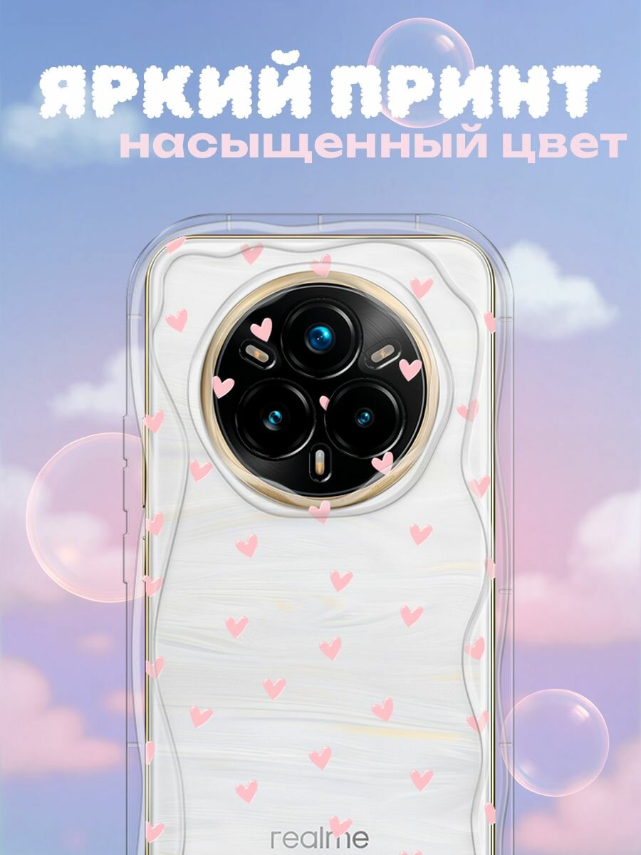 Чехол на Realme 14 Pro Plus / Реалми 14 pro plus с принтом Маленькие нежные сердечки — фото 1