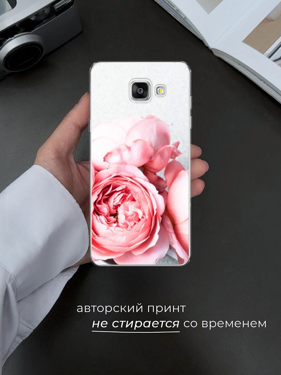 Чехол на Samsung Galaxy A5 2016 / Самсунг Галакси А5 2016 с принтом "Пионы на белом" — фото 1