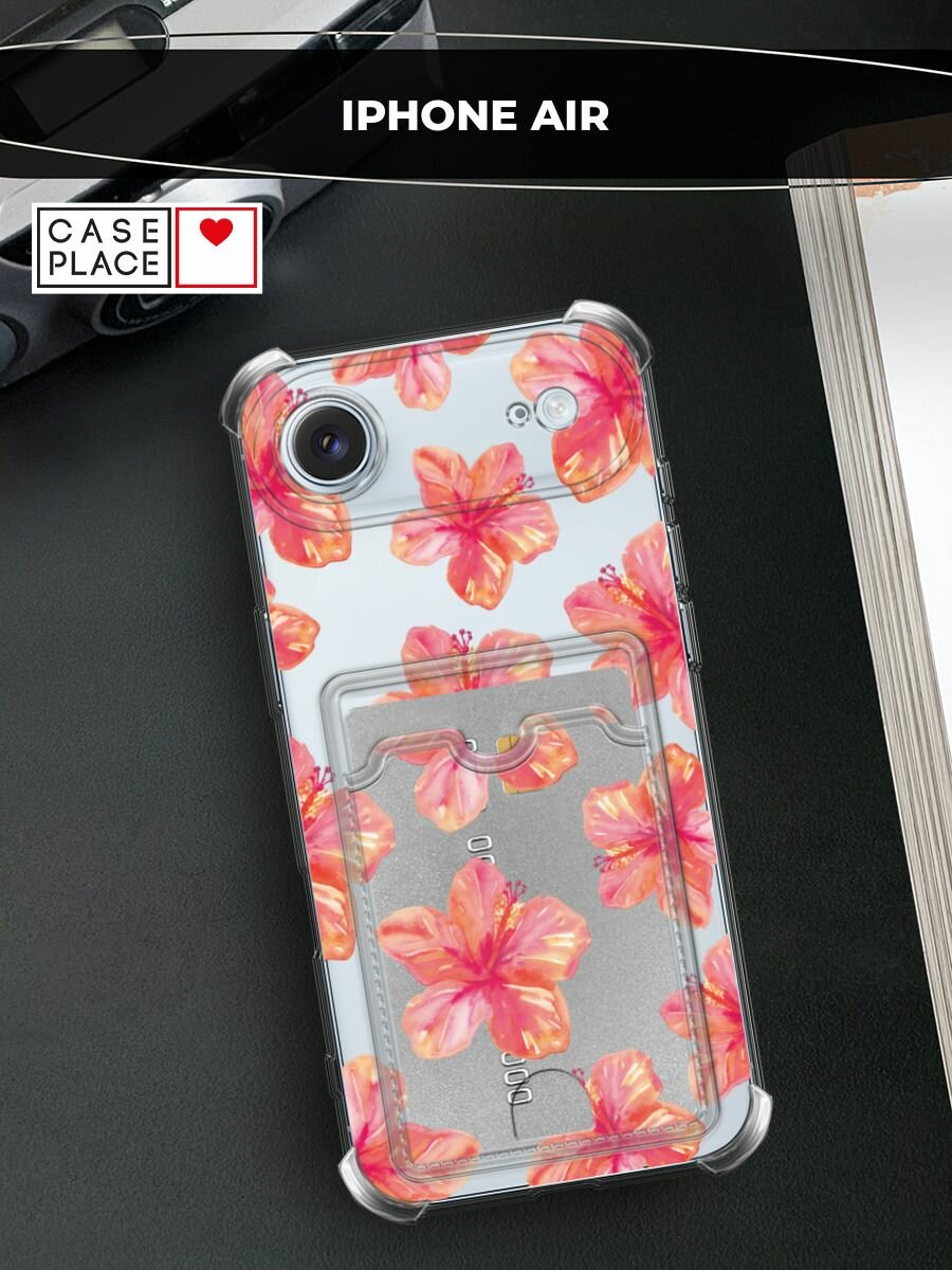 Чехол на Apple iPhone Air (Айфон Айр) с картой и принтом "Pink flowers"