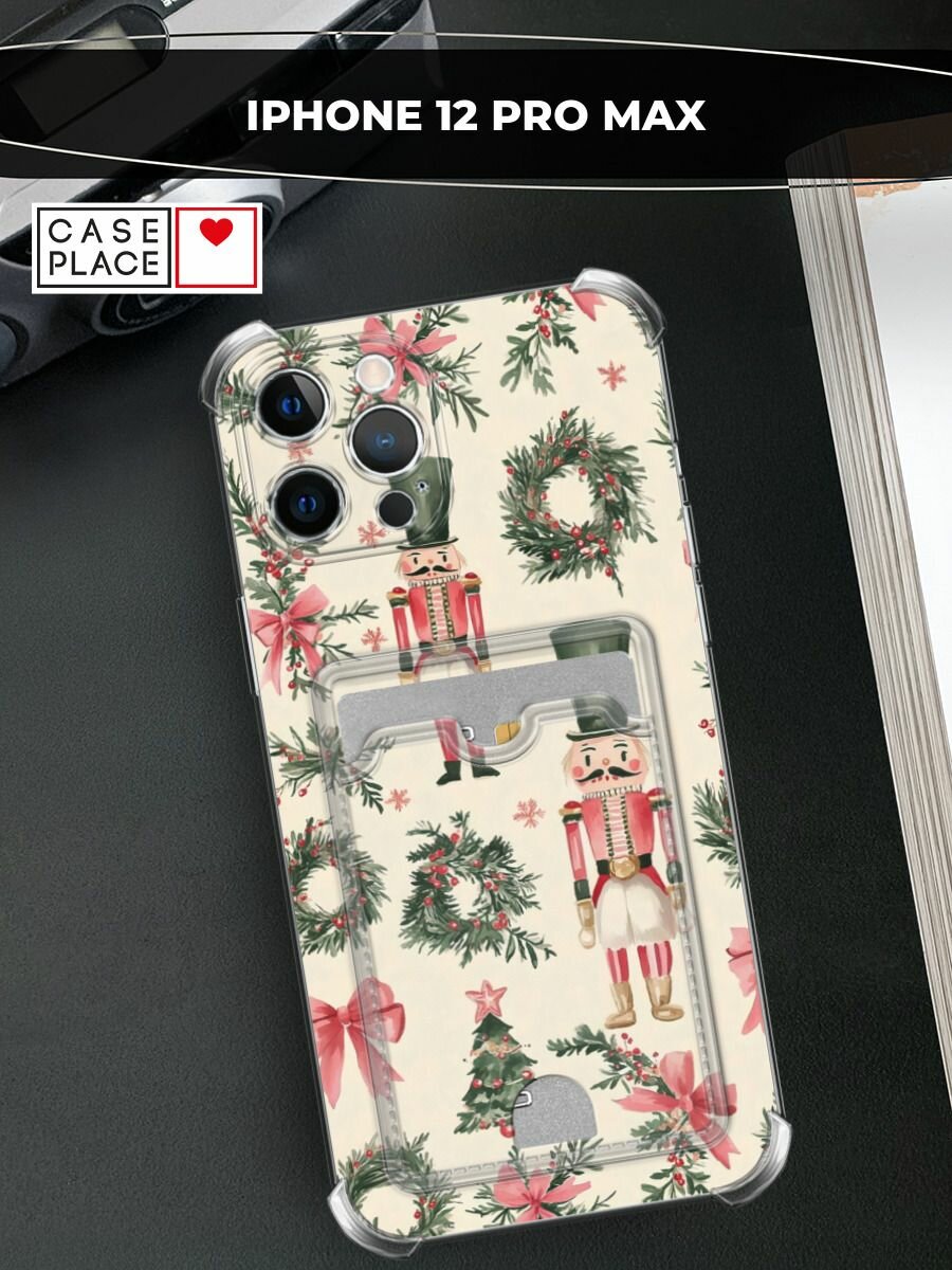 Чехол на Apple iPhone 12 Pro Max (Айфон 12 Про Макс) с картой и принтом "Щелкунчик паттерн"
