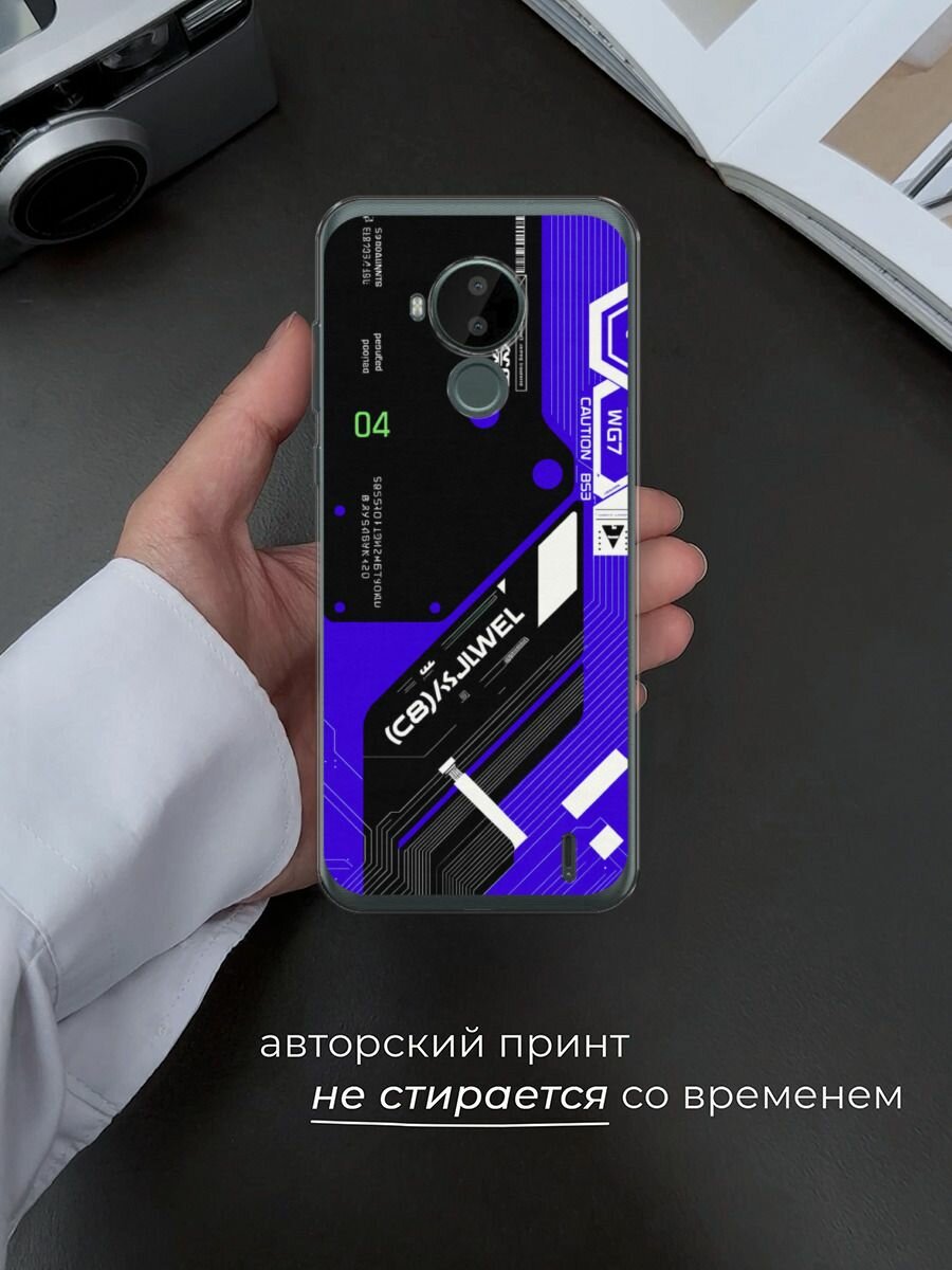 Чехол на Nokia C30 / Нокия C30 с принтом "Неоновый киберпанк" — фото 1
