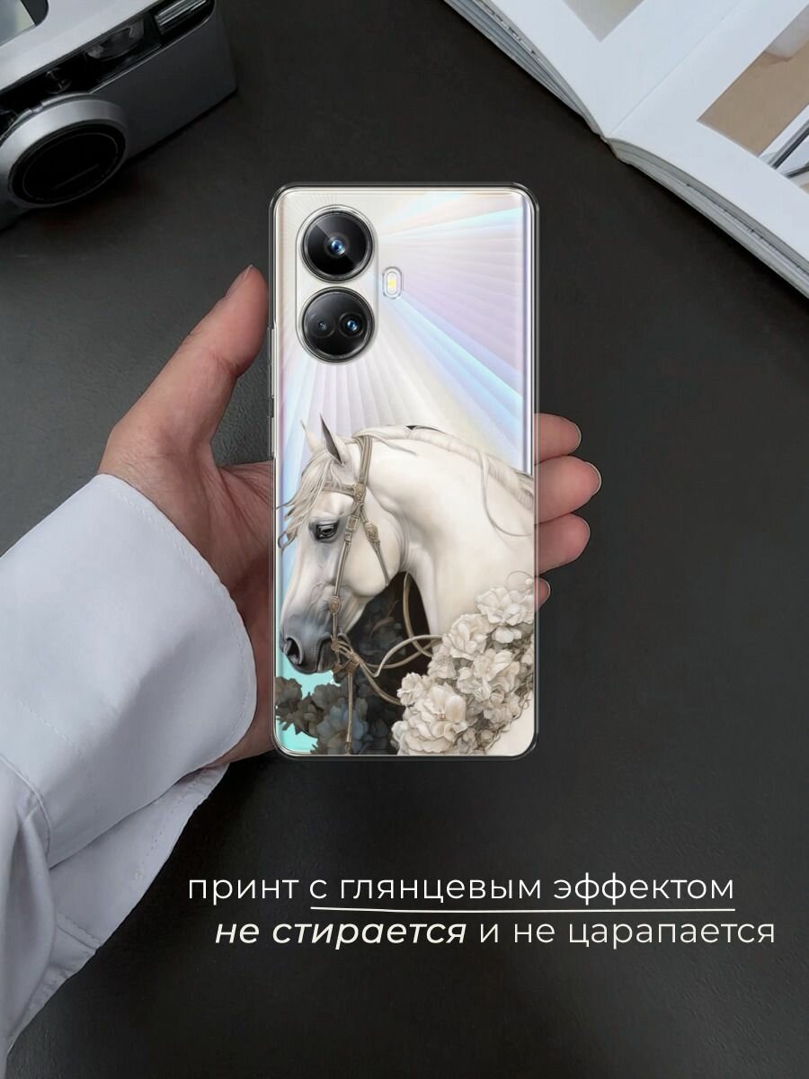 Чехол на Realme 10 Pro+ / Реалми 10 Про+ с принтом "Благородный конь 3" — фото 1