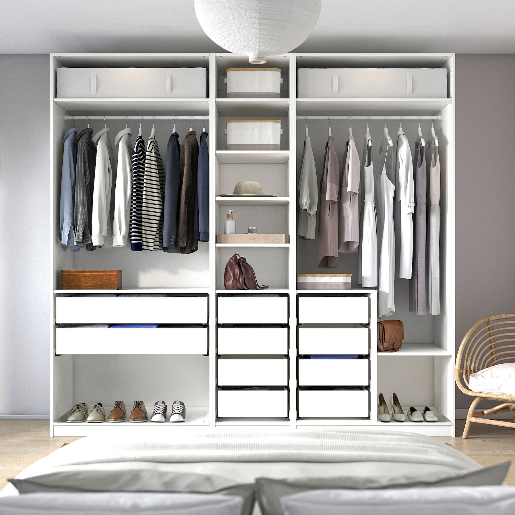 Шкаф икеа пакс, модульный, с 10 ящиками, скандинавский стиль, 250x233x60 см