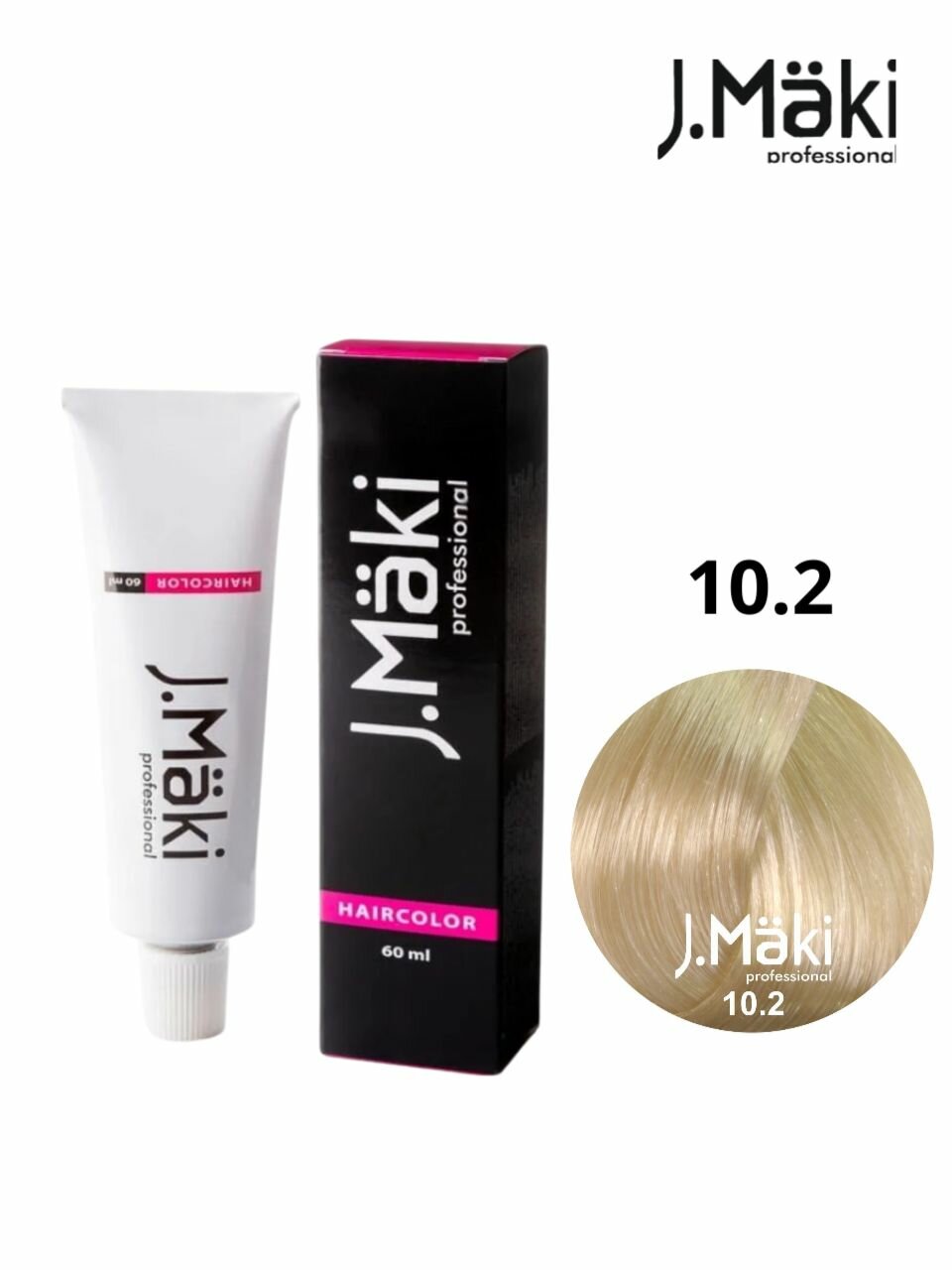 J.Maki 10.2 Жемчужный светлый блондин; cтойкая краска для волос 60 мл