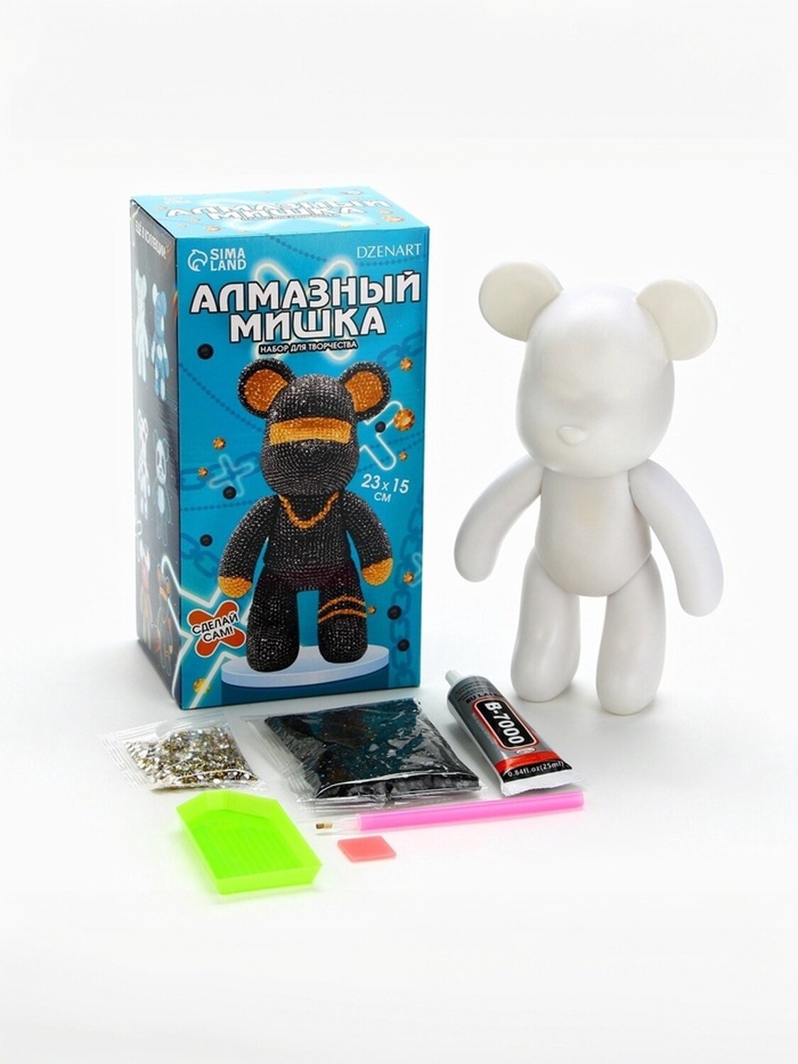 Алмазная мозаика на фигурке с полным заполнением "Модный медведь"