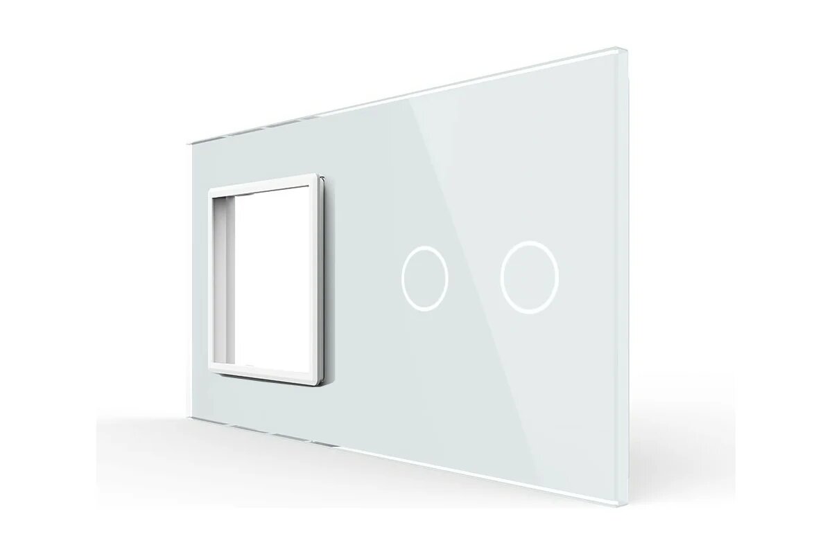LIVOLO панель розетки та сенсорного вимикача 2 клавіші білий скло BB-C7-SR/C2-11