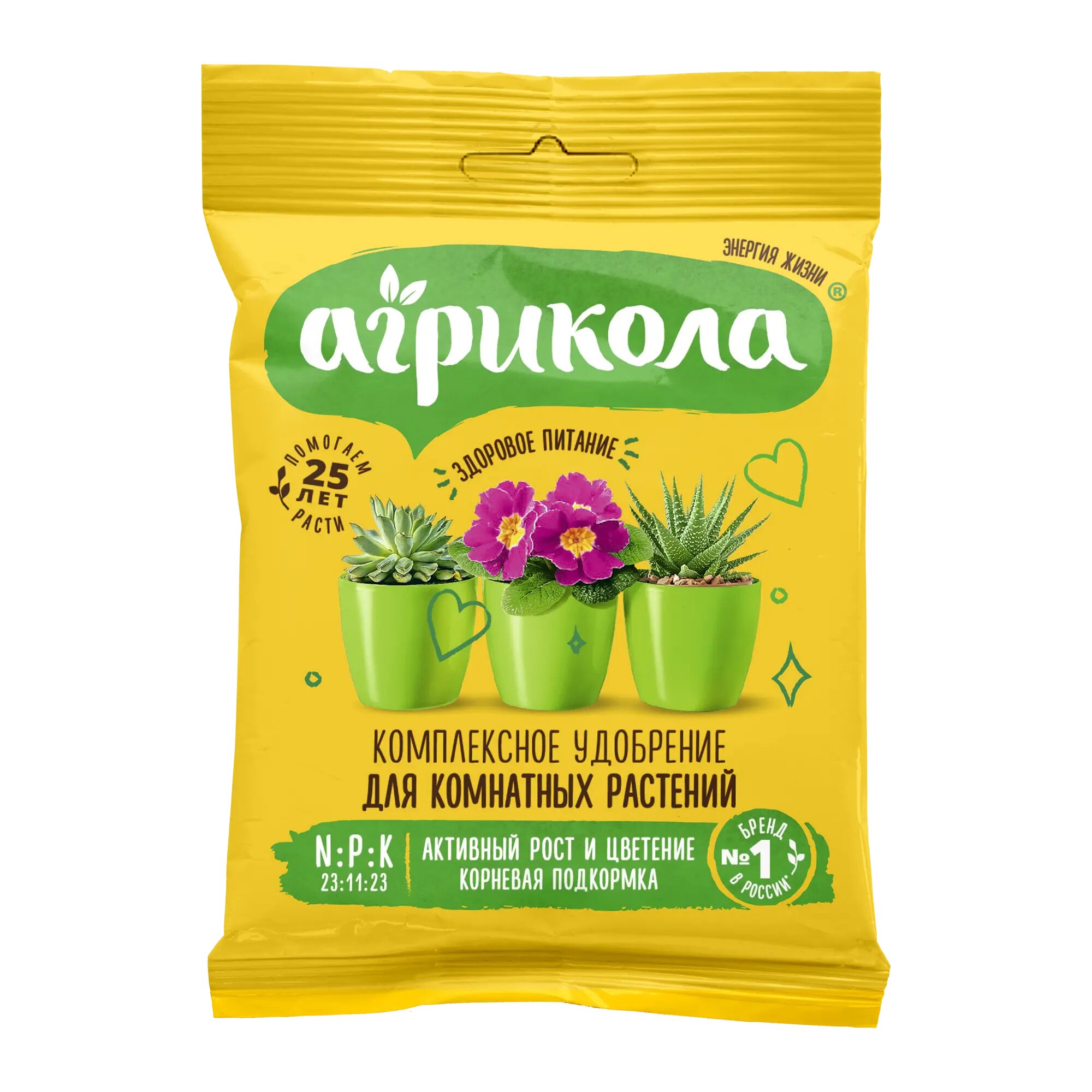 Агрикола удобрение 25гр. (для комнатных растений) на 10л, пакет 04-059