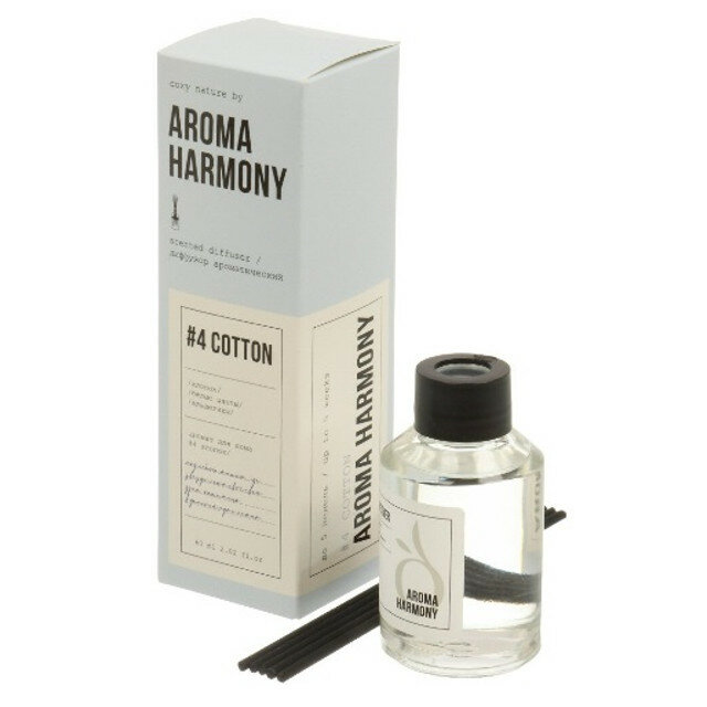 AROMA HARMONY Cotton аромадиффузор 60 мл для дома, натуральный аромат воздуха