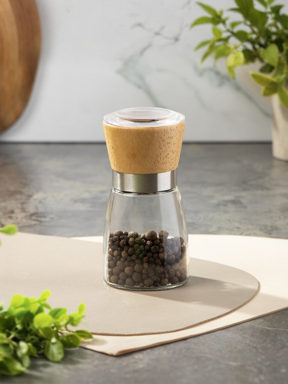 Мельница для специй ручная, механическая, стеклянная, 170 мл, Daniks