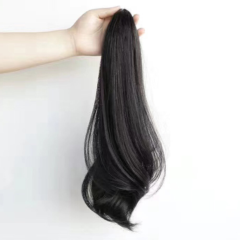 Клипсовый хвост-парик Средней длины Скудный хвост-расширение Клип для волос Натурально мягкий Волнистый парик для женщин и девушек Цвета: коричнево-черный, черный, темно-коричневый, светло-коричневый Материал: синтетика Размер изделия: 200*150*20мм Вес