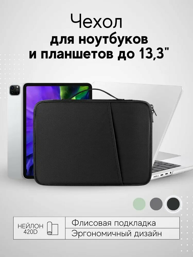 Сумка для ноутбука 13 дюймов, черный