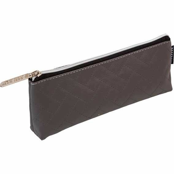 Пенал-косметичка deVENTE "Factura", 210х80х35 мм, на 45 предметов, серый треугольный, кожзам