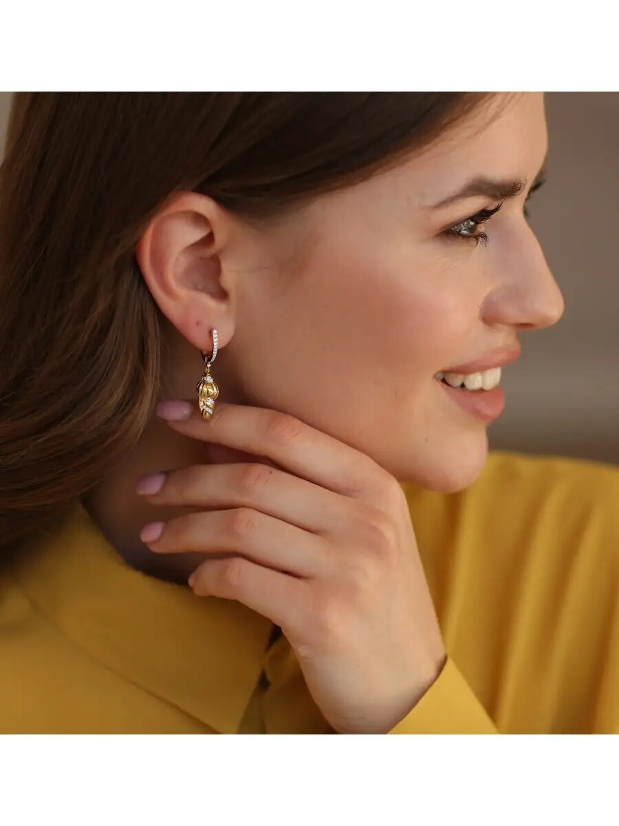 Серьги, серебро, 925 проба, фианит