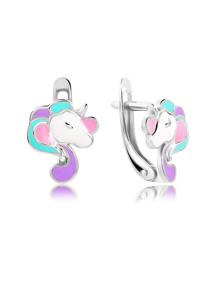 Серьги, серебро, 925 проба, эмаль