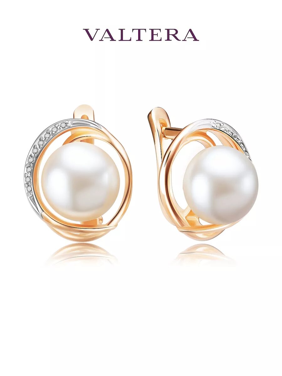 Серьги конго, серебро, 925 проба, золочение, жемчуг культивированный