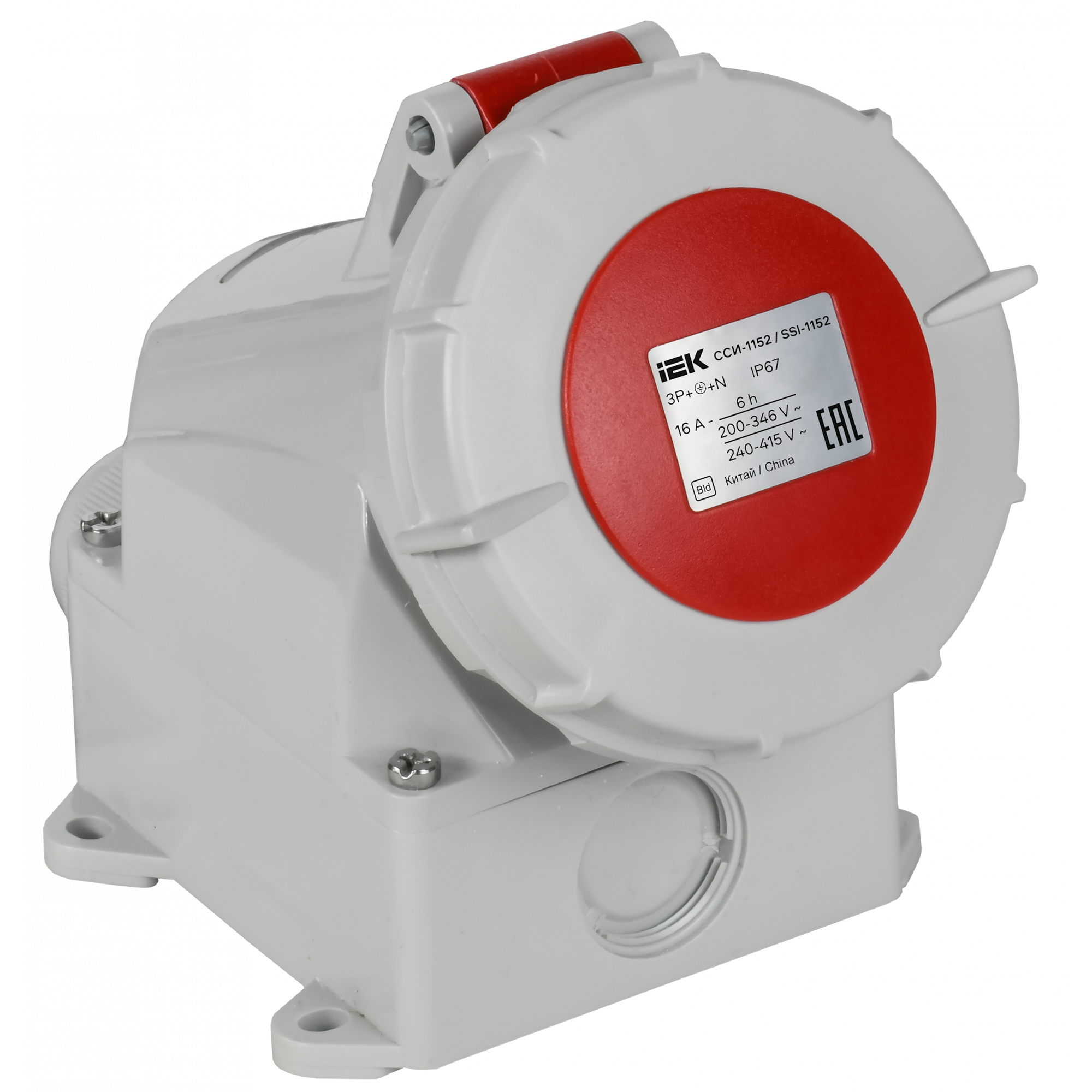 Розетка стационарная ССИ-1152 16А-6ч 380В 3P+PE+N IP67, IEK PSR12-016-5-0-67 (10 шт.)