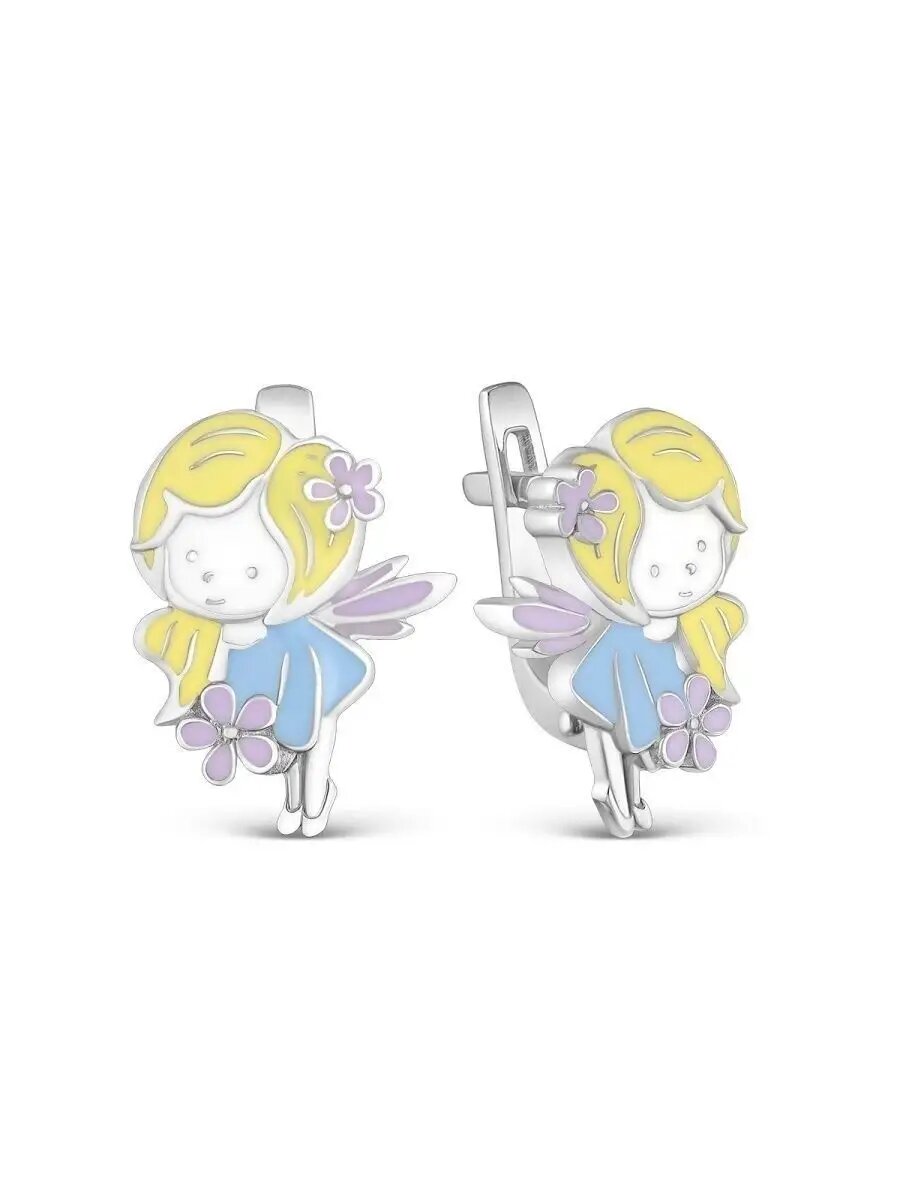 Серьги, серебро, 925 проба, родирование, эмаль