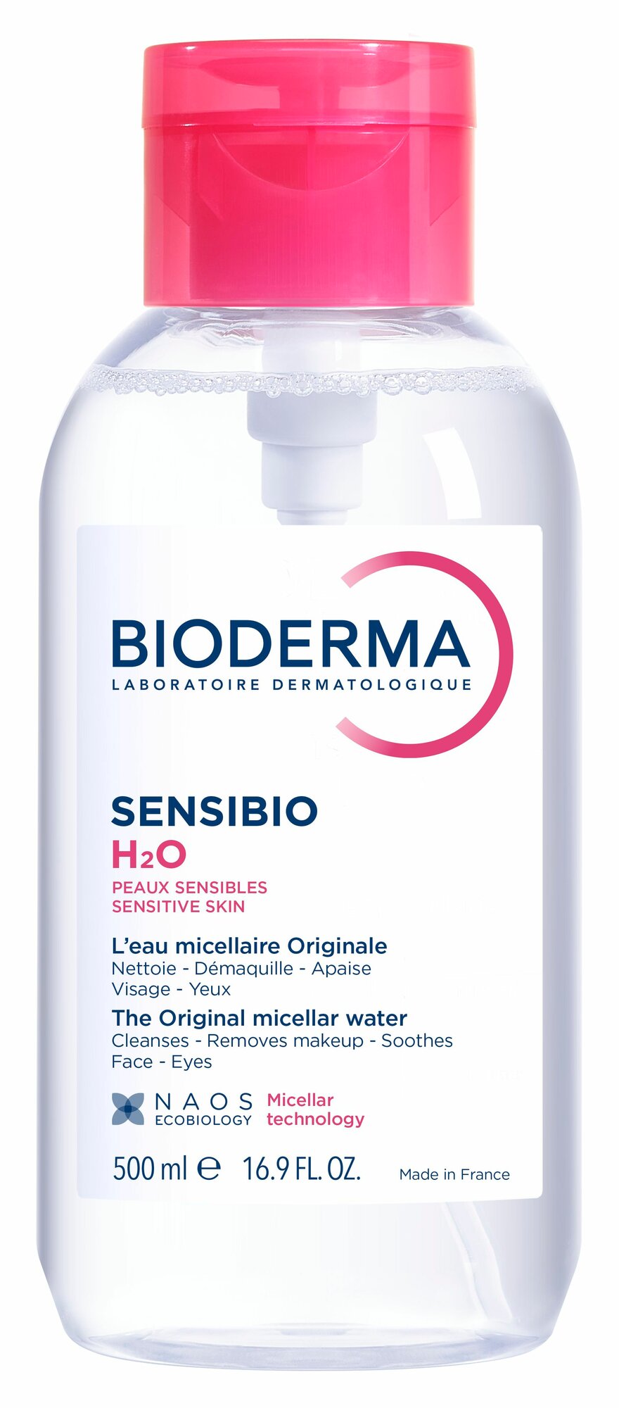 Мицеллярная вода Биодерма Сенсибио Н2О, для чувствительной кожи, помпа, 500мл