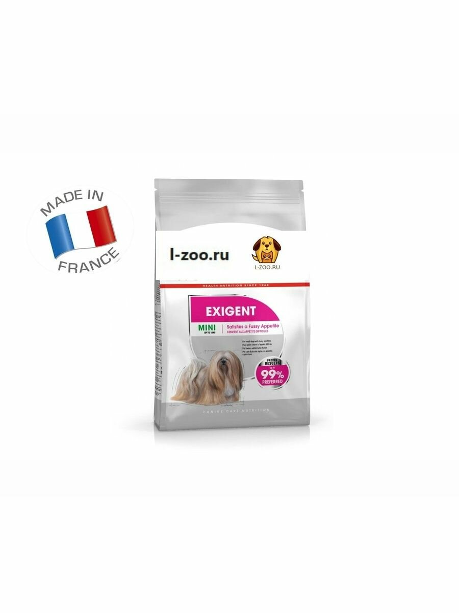 Mini Exigent (1 кг). Корм сухой полнорационный для взрослых и стареющих собак мелких размеров (весом от 1 до 10 кг) в возрасте 10 месяцев и старше, привередливых в питании