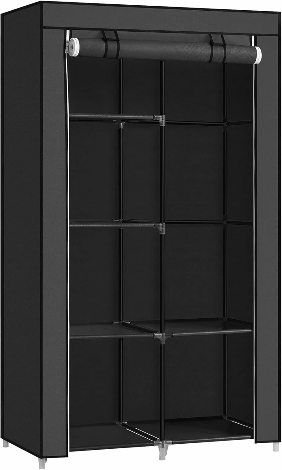Шкаф складной SONGMICS тканевый, со штангой и полками 88 x 45 x 168 см, черный-RYG84H