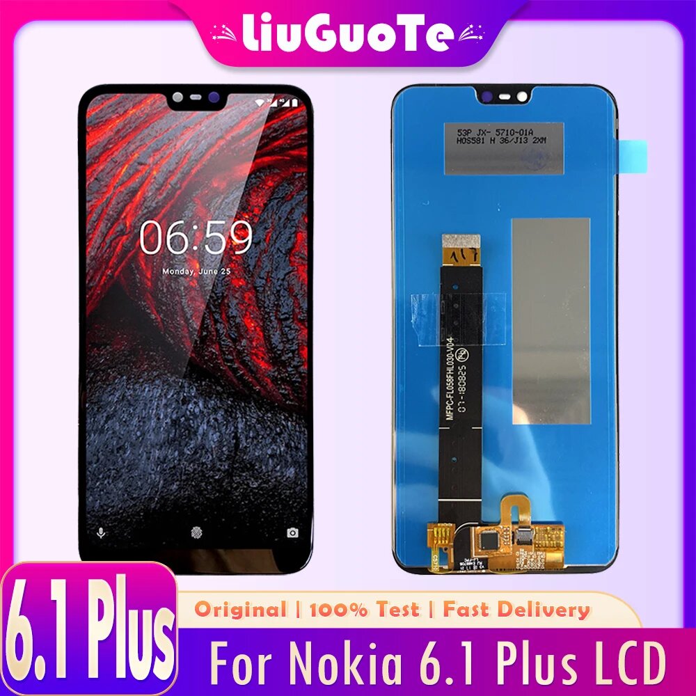 5,8 "оригинальный ЖК-дисплей для Nokia 6,1 Plus X6, дигитайзер сенсорного экрана в сборе, замена для Nokia 6,1 Plus TA-1103, ЖК-дисплей