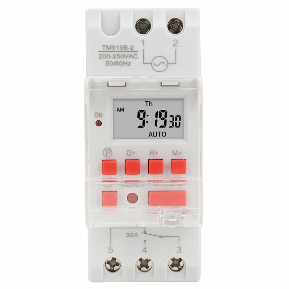 TM919B-2 200-250 В переменного тока, 30 А, ЖК-дисплей, программируемые цифровые таймеры на 7 дней