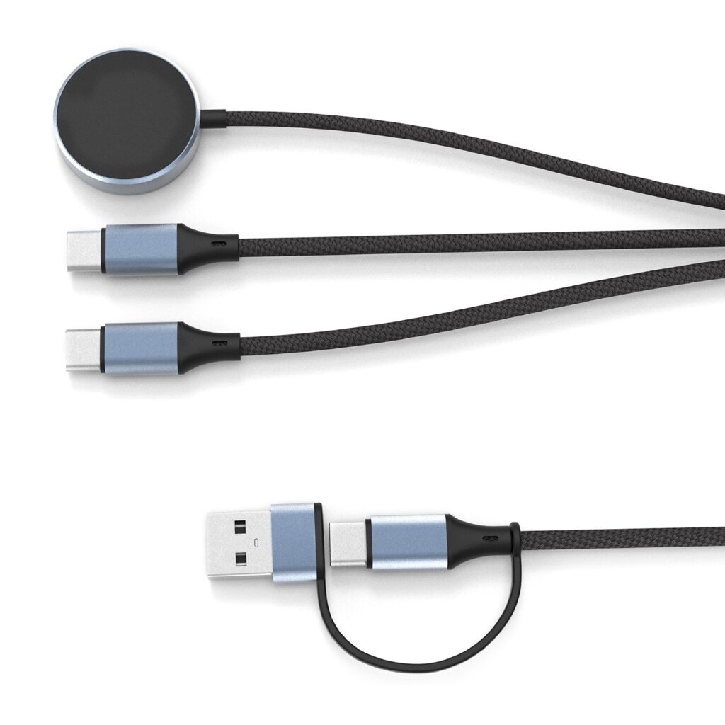 5-в-1 USB A/C кабель-адаптер для быстрой зарядки 100 Вт