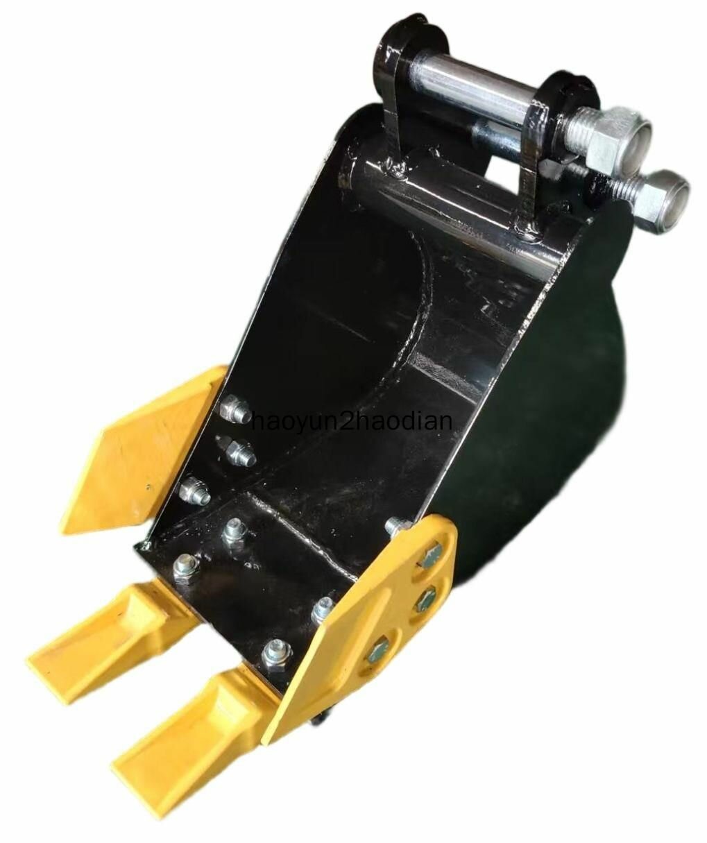 Ковш для мини экскаватора Узкий копающий ковш 200мм с металлическими желтый зубьями, 90мм расстояние, 25мм отверстие, универсальное применение и высокая эффективность