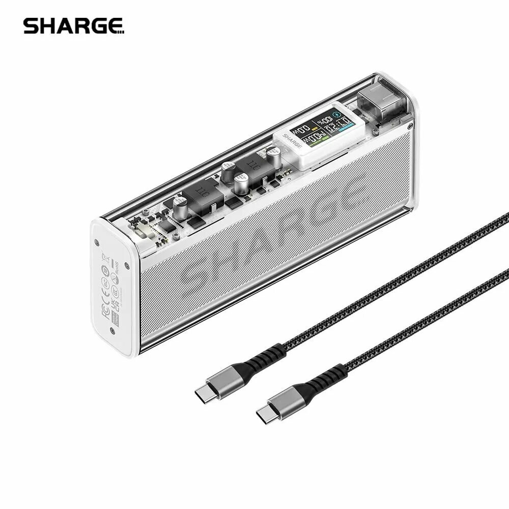 SHARGEEK 140 Портативный аккумулятор 140W USB-C & USB-A 20000mAh, прозрачный корпус