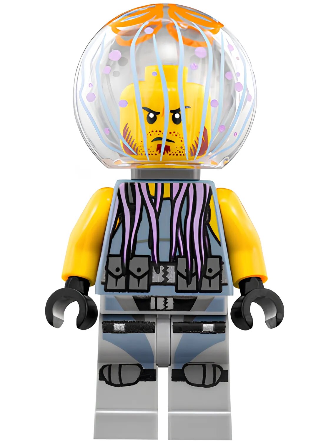 Минифигурка Lego Ninjago Jelly - Dark Red Beard, Dark Bluish Gray Neck Bracket, Trans-Medium Blue Round Plate njo352