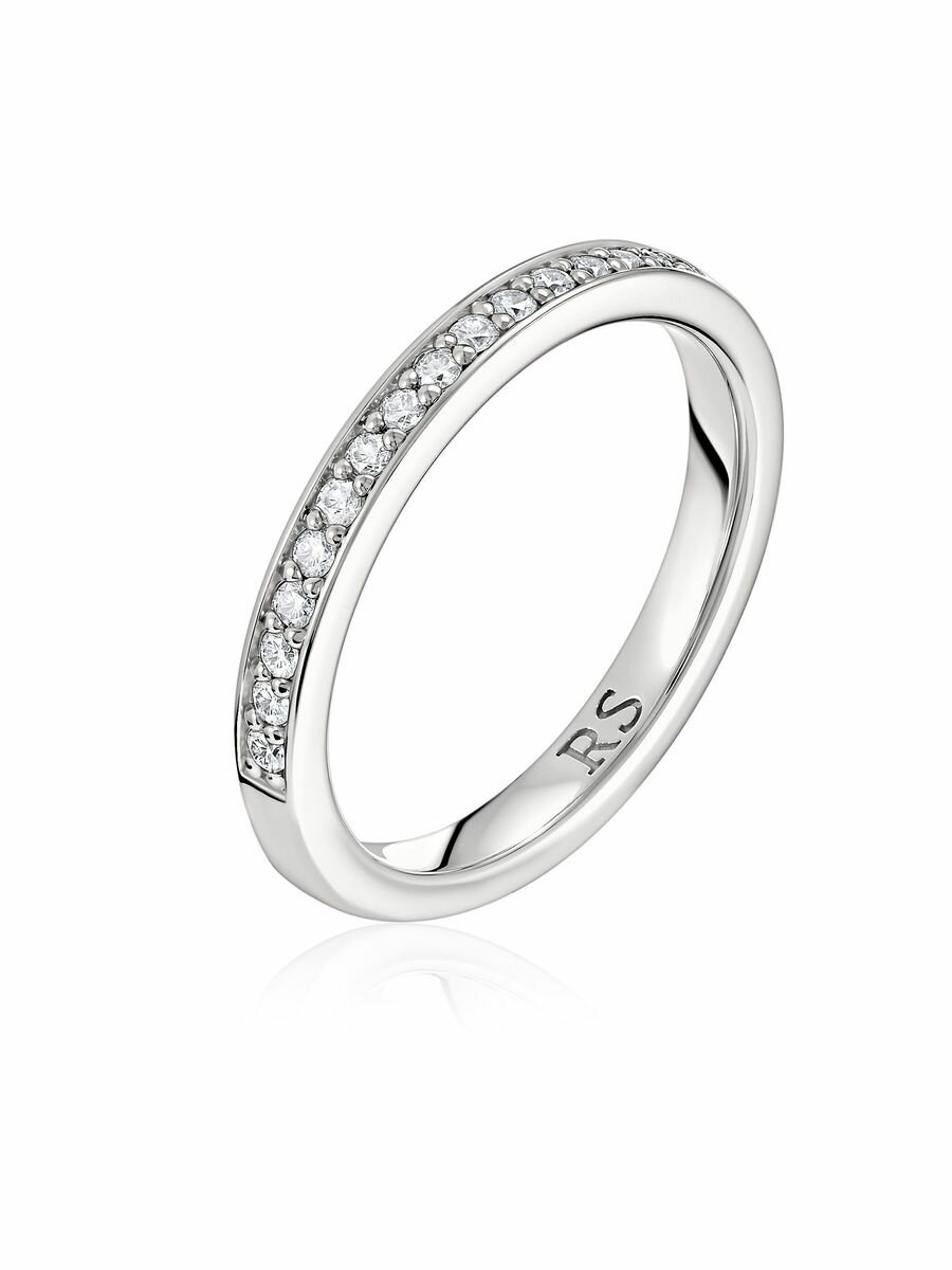 Кольцо обручальное, белое золото, 585 проба, родирование, бриллиант