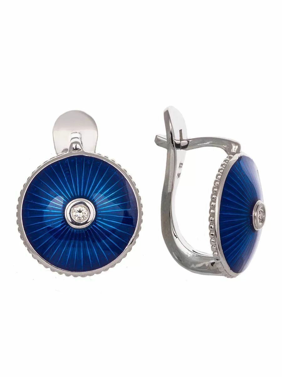 Серьги, серебро, 925 проба, родирование, бриллиант