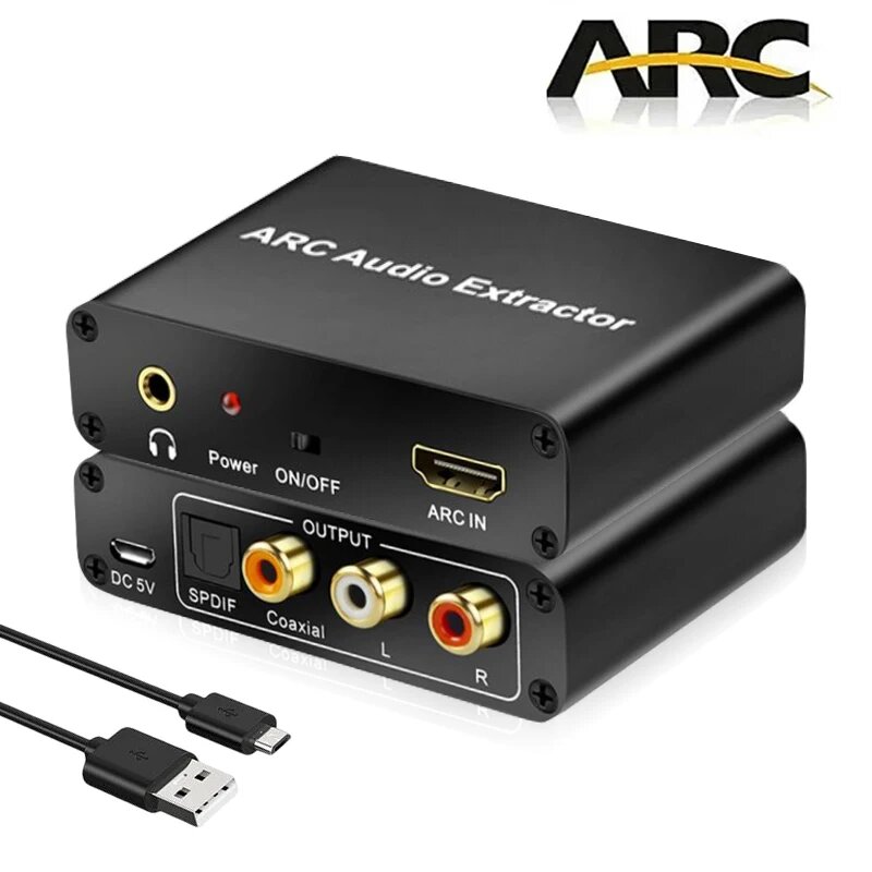 192 кГц HDMI ARC аудиоадаптер экстрактор цифро-аналоговый аудиоконвертер ЦАП SPDIF коаксиальный RCA 3,5 мм разъем для ТВ-монитора