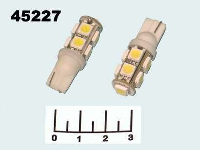 Лампа светодиодная 12V T10 9LED белая холодная 5050