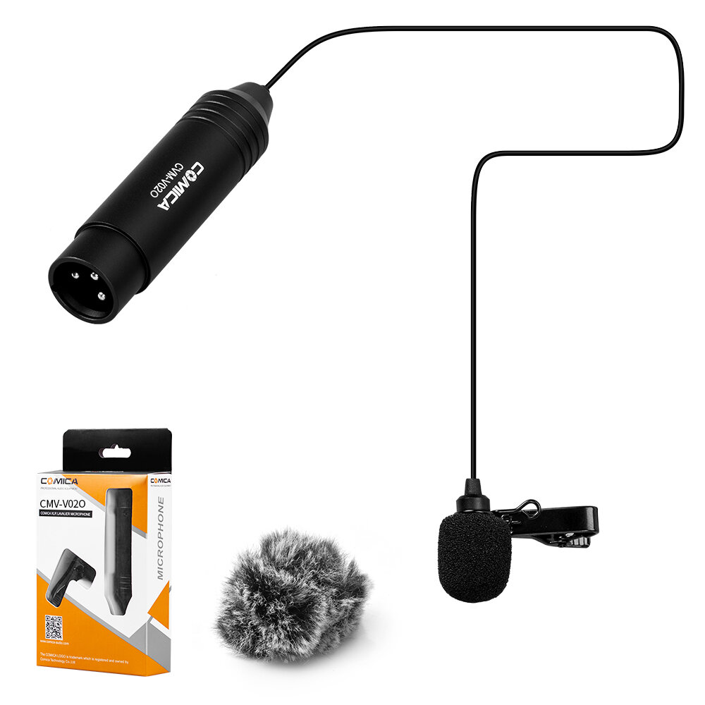 COMICA CVM-V02O всенаправленный петличный микрофон с конденсаторным разъемом XLR, поддерживает фантомное питание 48 В, совместим с видеокамерами для записи видео