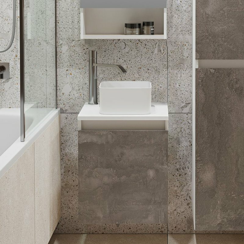 Тумба с раковиной Runo Бари 40 железный камень, раковина Uno 25