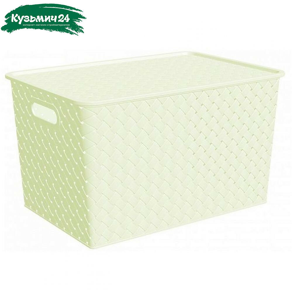 Корзинка Violet Береста для хранения с крышкой 14 л, 350x245x205 мм, слоновая кость 523126