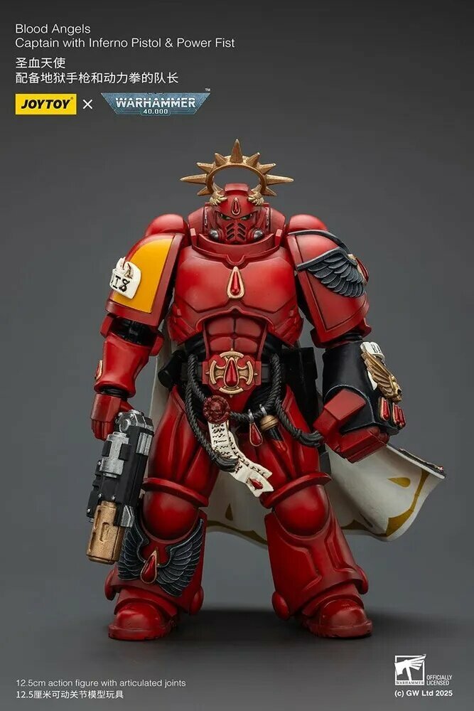 SevenTitans Подвижная фигурка JOYTOY Warhammer 40K Blood Angels Captain with Inferno Pistol & Power Fist 1/18 коллекция игрушек