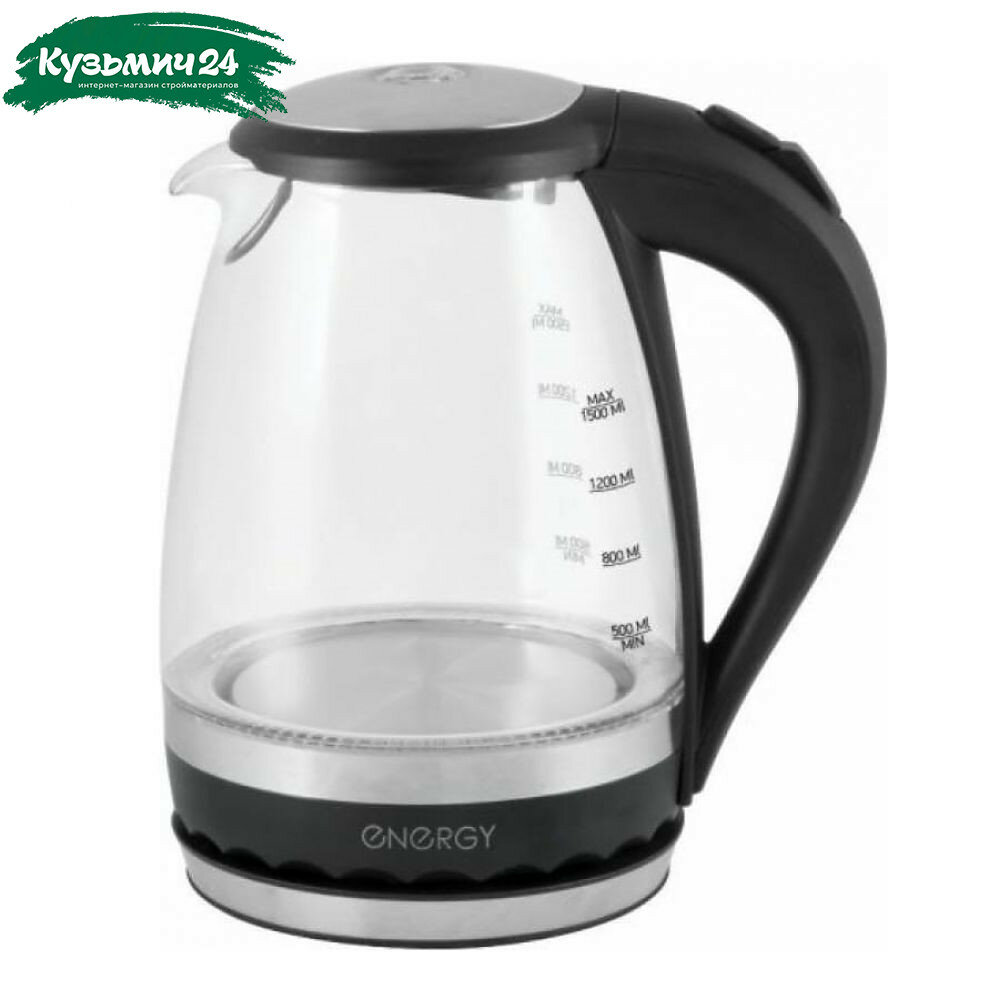 Чайник электрический Energy E-279 1.5 л, 2.2 кВт, стекло, черный