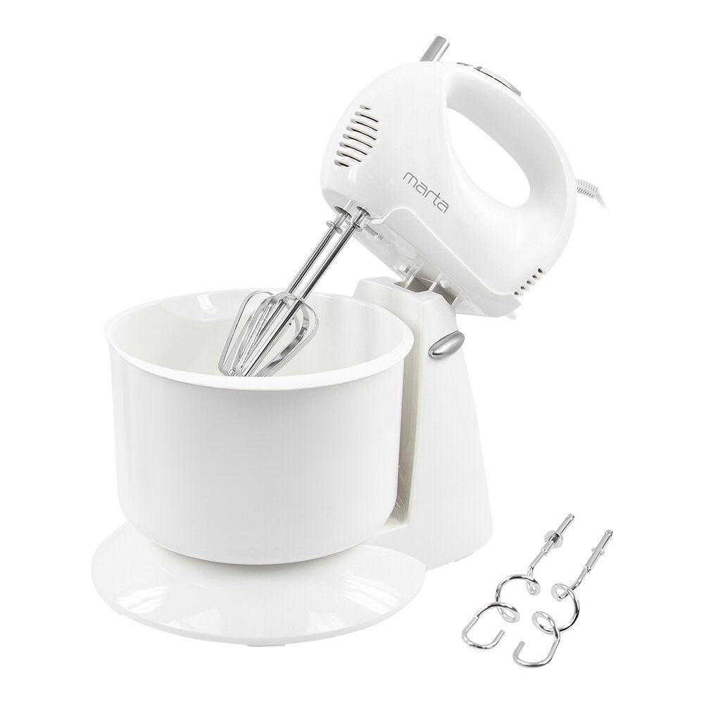 Миксер кухонный стационарный MARTA MT-MX4901B белый жемчуг