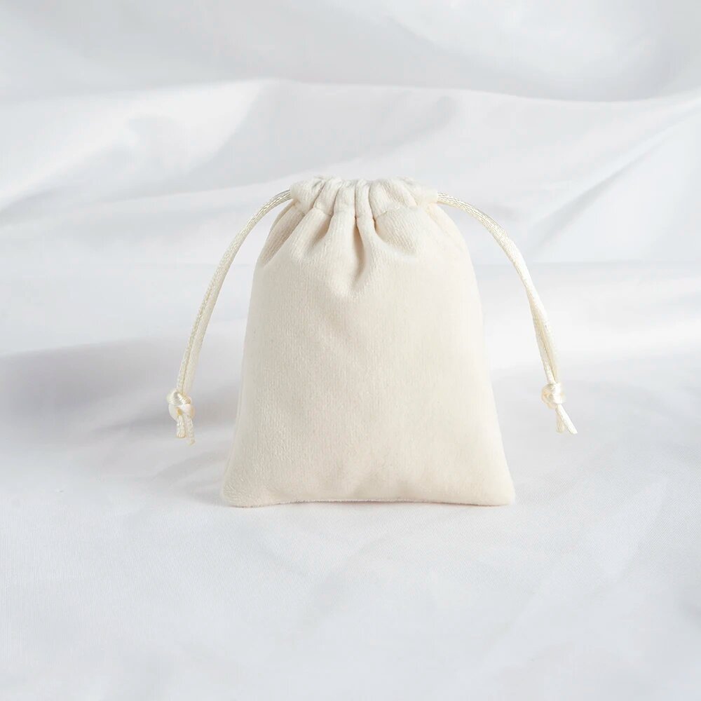 Зелёный бархатный мешочек для украшений Белый, beige without logo, 5x7cm