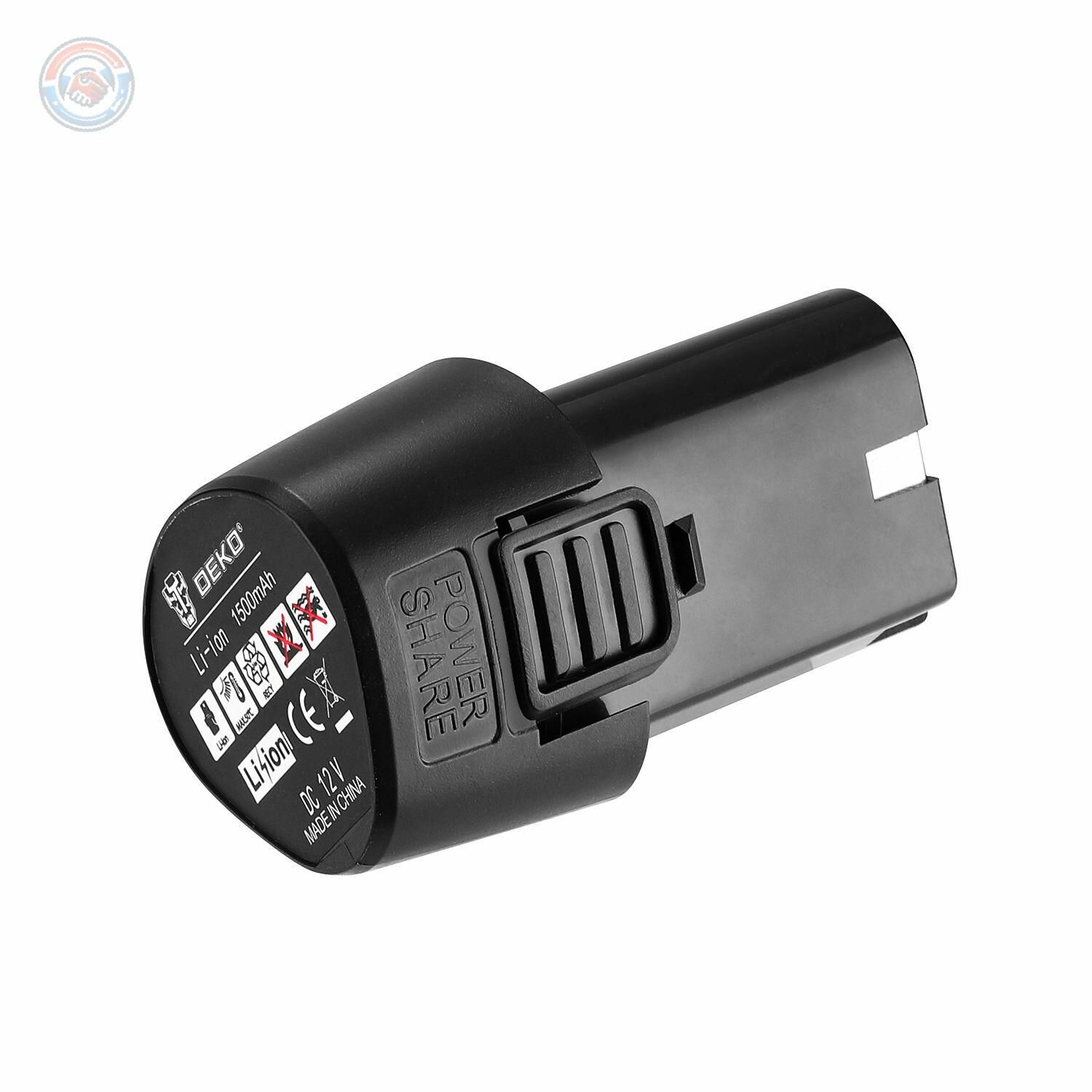 Аккумулятор 12В 1.5Ач для шуруповерта DEKO DKCD12FU-Li и Banger, литий-ионный запасной блок, обойма