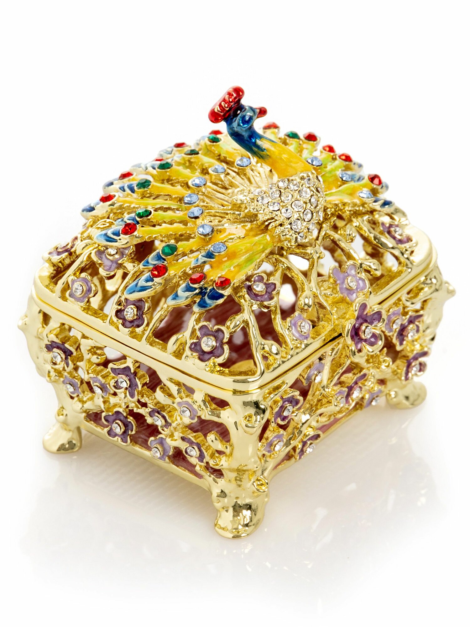 Шкатулка в стиле Фаберже (Faberge) для украшений бижутерии. Статуэтка для интерьера фигурка павлин. Design by KerenKopal