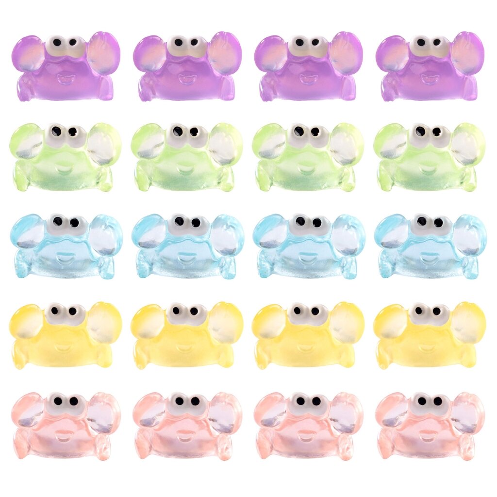 20 шт, светящиеся милые украшения в виде маленьких крабов (смешанные цвета)