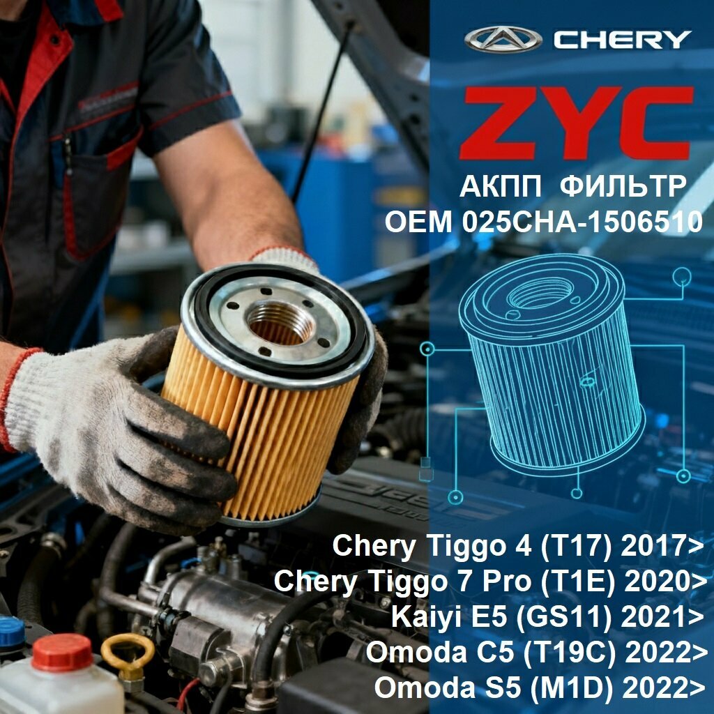 Фильтр АКПП ZYC для Чери Тиго Chery Tiggo > Exeed> Omoda C5|S5> Kaiyi E5> 025CHA-1506510