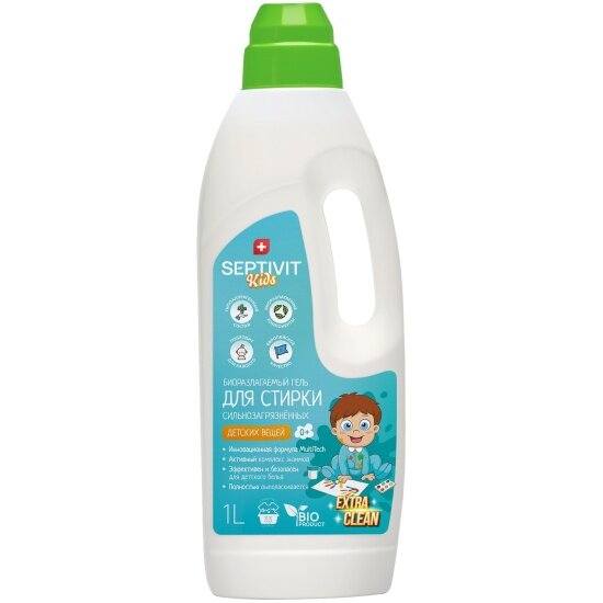 Гель для стирки Septivit KIDS Сильнозагрязненное Детское Белье, 1 л