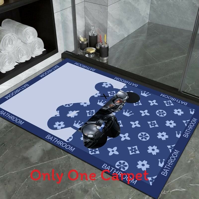 Современное диатомитовое ковровое покрытие для дома с формой и прочным материалом круглый голубой медведь