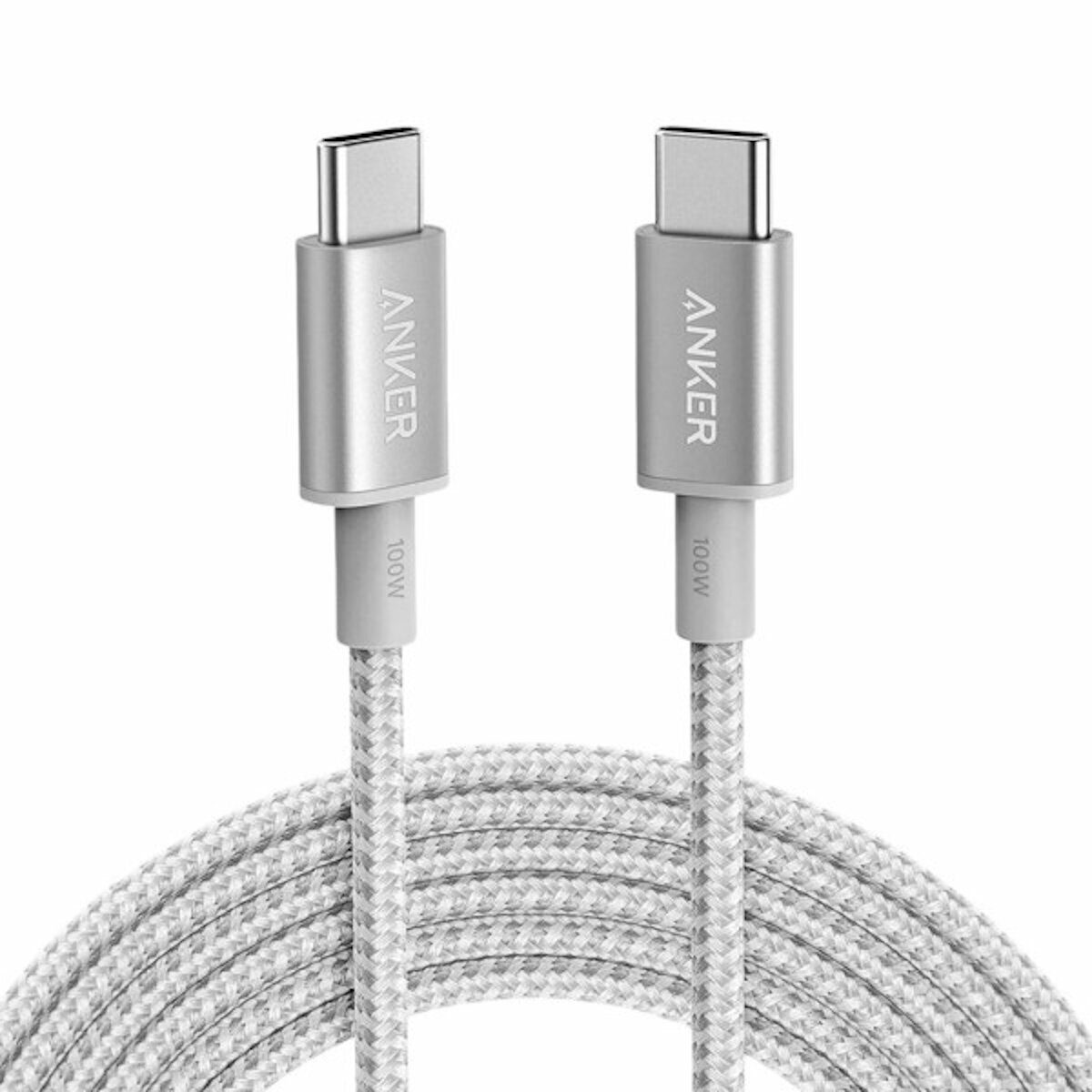 Кабель Anker, Type-C to Type-C, 100W (A8757621), 1.8m, серебристый