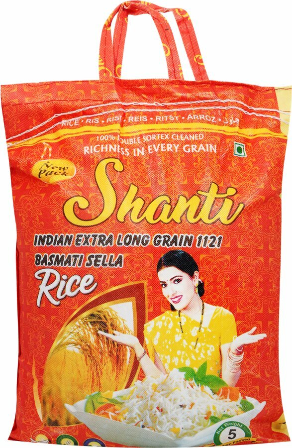 Рис SHANTI Басмати шлифованный длиннозерный пропаренный 1сорт (Россия) 5000г