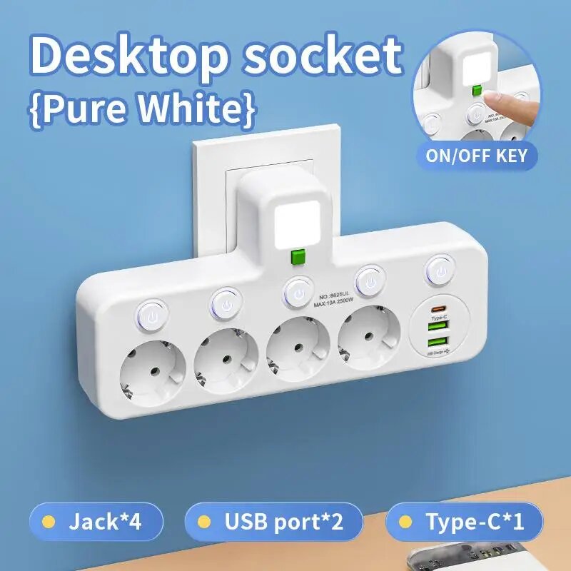 Wi-Fi удлинительная розетка BMAD 5 розеток с USB Type-C 8625UL-White